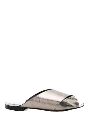 DONNARÌ Crossover Leather Sandals - Silver