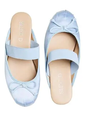 SILENT D Martha Slip-On Ballet Mules Light Blue Satin