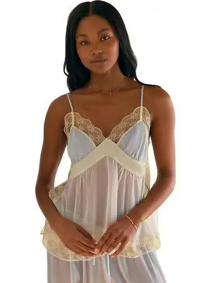 LYREBIRD Color Block Lace Trim Cami - Baby Blue Combo