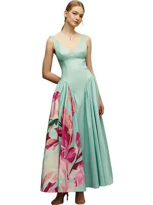 HUTCH Jemma Sleeveless Basque-waist Midi Dress - Mint