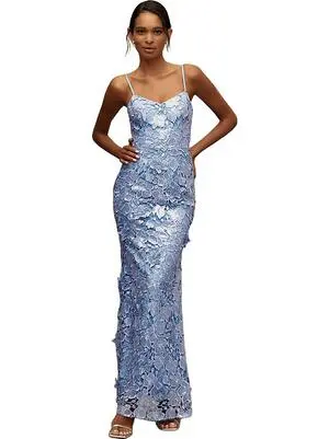 Dress The Population Giovanna V-neck Mermaid Maxi Dress - Sky
