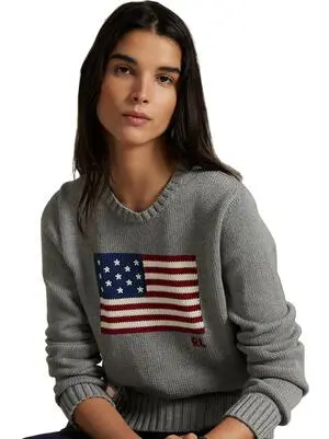 Ralph Lauren The Iconic Flag Sweater Drift Grey Melange