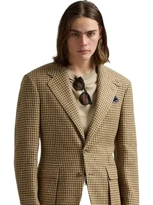Ralph Lauren The Rl67 Houndstooth Tweed Jacket - Tan/soft Brown