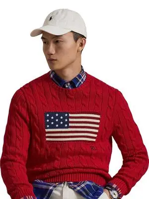 Ralph Lauren Cable-knit Flag Sweater - Rl 2000 Red