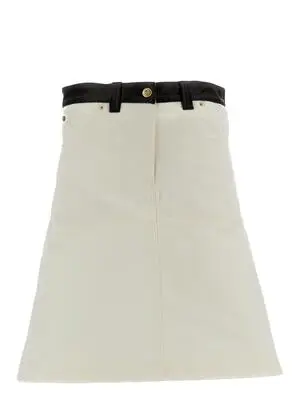 WALES BONNER Denim Canvas Midi Skirt - White