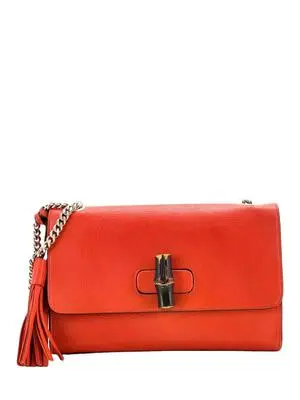Gucci Miss Bamboo Leather Medium Shoulder Bag - Orange