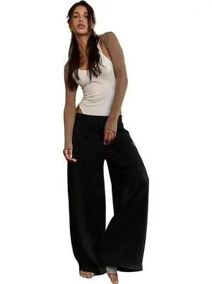 Free People Sweat Equity Convertible Track Pants Black