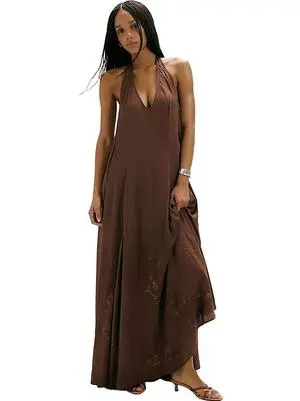 NIGEL PRESTON Halter Maxi Dress - Chocolatier