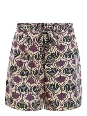 Max Mara Printed Belted Short Trousers - Purple