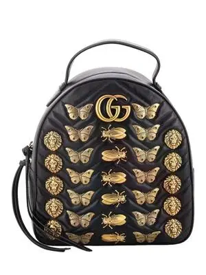 Gucci Gg Marmont Embellished Matelassé Leather Small Backpack - Black