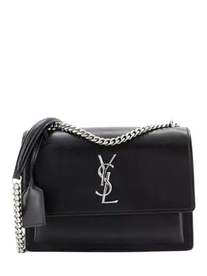 Saint Laurent Sunset Leather Medium Crossbody Bag - Black