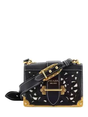 Prada Cahier Studded Laser Cut Small Crossbody Bag - Black