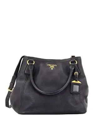 Prada Convertible Leather Medium Satchel - Black