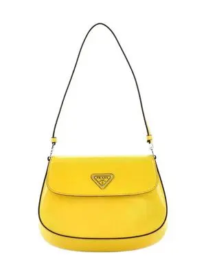 Prada Cleo Flap Shoulder Bag Spazzolato Leather - Yellow