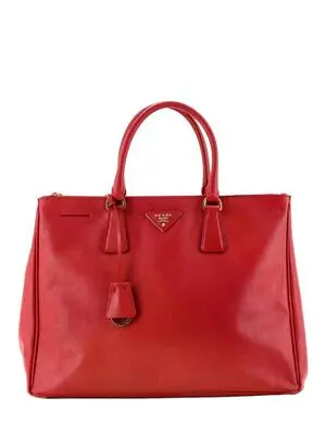 Prada Double Zip Lux Saffiano Leather Large Tote Bag - Red