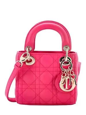 Dior Lady Micro Shoulder Bag Cannage Quilt Lambskin - Pink