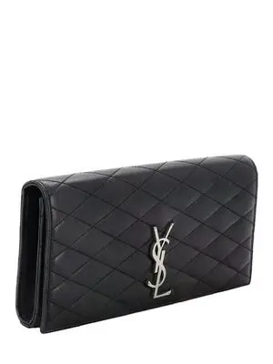 Saint Laurent Classic Monogram Quilted Clutch - Black