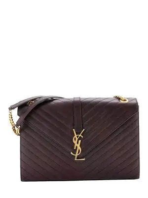Saint Laurent Classic Monogram Envelope Satchel - Red