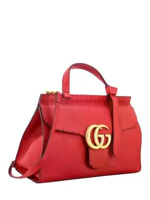 Gucci Gg Marmont Top Handle Small Satchel - Red