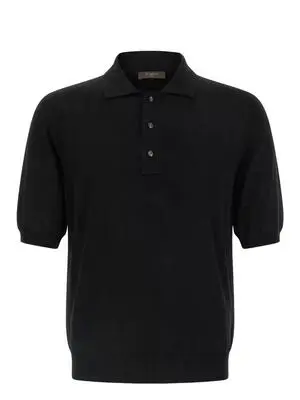 ZANONE Knit Short-sleeve Polo Shirt - Black