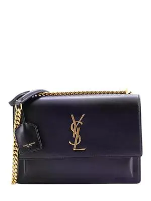 Saint Laurent Sunset Leather Medium Crossbody Bag - Black