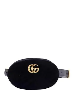 Gucci Gg Marmont Matelassé Velvet Belt Bag - Black