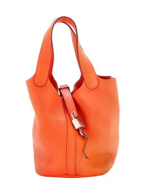 Hermès Picotin Lock Clemence Pm Bucket Bag - Orange