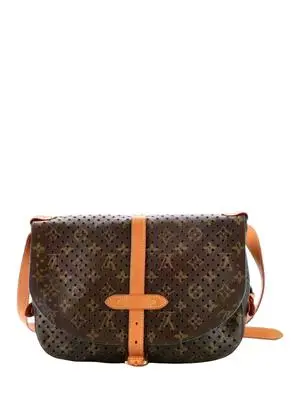 LOUIS VUITTON Flore Saumur Handbag Perforated Monogram Canvas Crossbody Bag - Brown