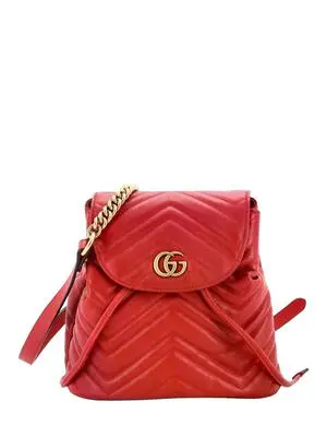 Gucci Gg Marmont Drawstring Matelassé Leather Mini Backpack - Red