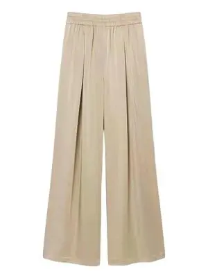 Lacoste Elasticated Pleated Palazzo Trousers - Neutrals
