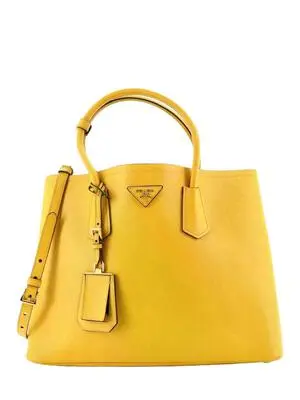 Prada Cuir Double Saffiano Leather Medium Tote Bag - Yellow