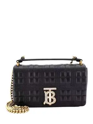 Burberry Lola Quilted Lambskin Small Shoulder Bag With Crystal Detail - Black