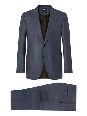 Zegna Teal Wool Suit - Blue