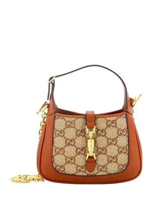 Gucci Jackie 1961 Chain Embellished Mini Hobo Bag - Brown