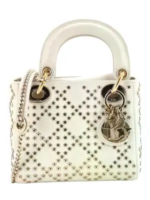 DIOR Lady Dior Mini Satchel Crystal Embellished Cannage Quilt Chain Bag