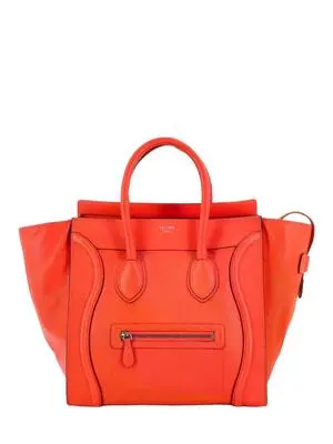 Celine Luggage Bag Grainy Leather Mini Tote - Orange
