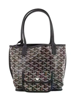Goyard Anjou Reversible Mini Tote Coated Canvas Satchel - Black