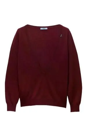 Prada Cashmere V-neck Sweater - Red