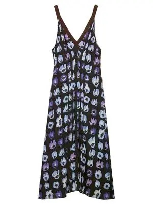 Prada Floral-print Marocain Dress - Brown