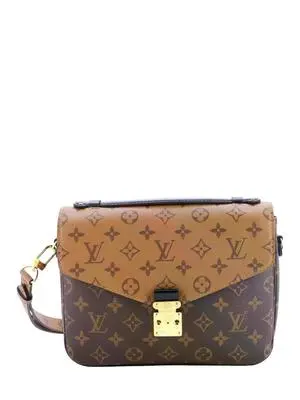 LOUIS VUITTON Pochette Metis Reverse Monogram Canvas Crossbody Bag Brown
