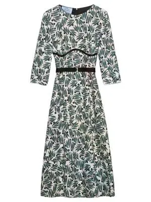 Prada Printed Pongé Sheath Dress - Neutrals