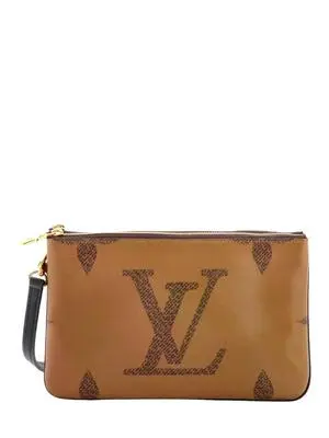 LOUIS VUITTON Double Zip Pochette Reverse Monogram Giant - Brown