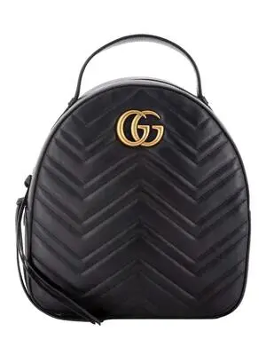 Gucci Gg Marmont Matelassé Leather Small Backpack - Black