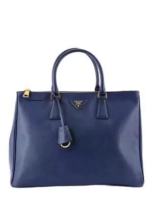 Prada Double Zip Lux Saffiano Leather Large Tote Bag - Blue