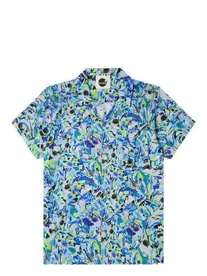 BOARDIES Amelia Camp Collar Floral Shirt - Blue