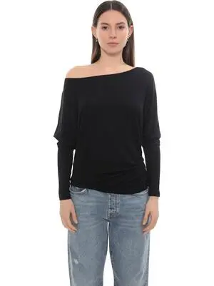 MONLICIA Long Sleeve Off-shoulder Top - Black