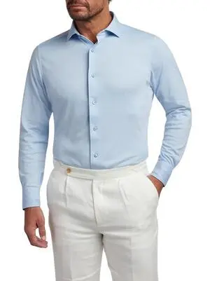 DAVID DONAHUE Knit Cotton Button-up Shirt