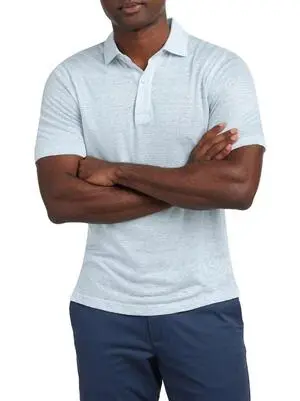 David Donahue Slub Linen Polo Sky