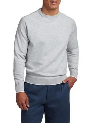 David Donahue Cotton Blend Crewneck Sweater - Heather Grey