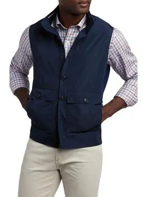 David Donahue Merino Wool Blend Flight Vest - Navy